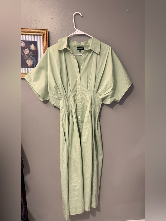 Meadow Rhodes | Dresses | Buttonfront Light Green Midi Shirt Dress With ...